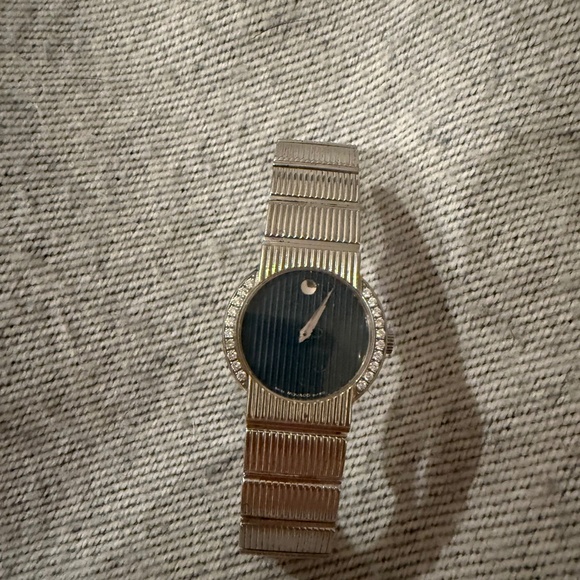 Movado | Accessories | Vintage Movado Watch Blue Face With Diamonds ...